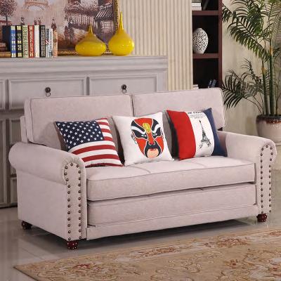 China American Style Rivet Decorative Fabric Sofa Bed , Apartment Furniture for sale