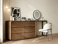 China Mid-Century Walnut Wood Bedroom Makeup Desk With Storage Extendable Dresser And Vanity Combo for sale