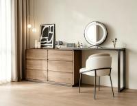 China Mid-Century Walnut Wood Bedroom Makeup Desk With Storage Extendable Dresser And Vanity Combo for sale