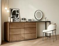 China Mid-Century Walnut Wood Bedroom Makeup Desk With Storage Extendable Dresser And Vanity Combo for sale