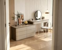 China Modern Walnut Accent Vanity Dresser Combo LED Makeup Vanity for sale