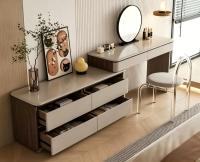 China Modern Walnut Accent Vanity Dresser Combo LED Makeup Vanity for sale