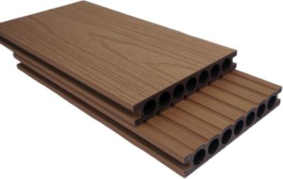 China Second generation round hole double-sided co extruded outdoor WPC flooring for sale
