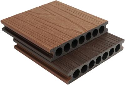 China Second generation round hole double-sided co extruded outdoor WPC flooring for sale
