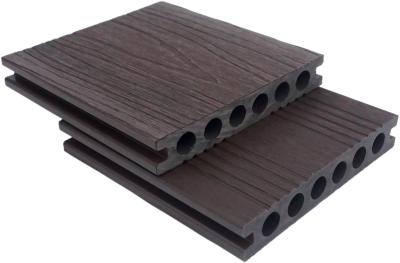 China Second generation round hole double-sided co extruded outdoor WPC flooring for sale
