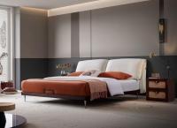 China Italian minimalist lamb wool fabric bed , apartment furniture for sale