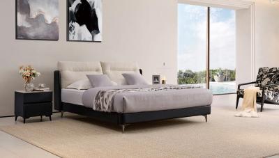 China Modern fabric and leather splicing bedroom bed ，fashionable and comfortable for sale