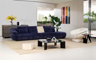 China Modern minimalist blue velvet three seater sofa , apartment furniture for sale