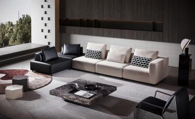 China Modern leather and fabric splicing L-shaped modular sofa for sale