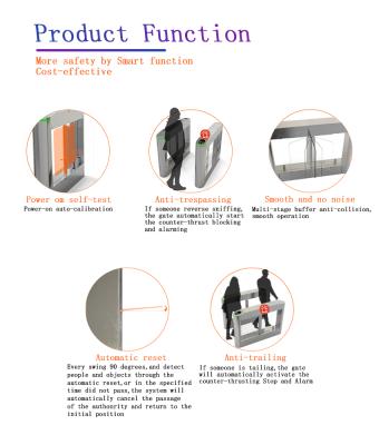 China RS 316-3 Swing Barrier Gate with 0.2s Open Speed and 30-40 Persons/min Transit Speed in SUS304 Housing for sale
