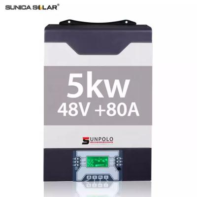 China 48V 5kW Smart Solar Hybrid Inverter 80A MPPT Auto Sensing Pure Sine Wave for sale