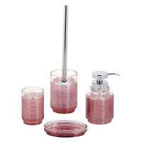 China Modern Style Glass Bath Accessories Set For Bathroom Red Color round shape for sale