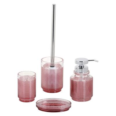 China Modern Style Glass Bath Accessories Set For Bathroom Red Color round shape for sale
