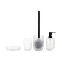 China Luxurious Glass Bath Accessories Set With Sustainable Frosted White for sale