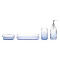 China Ombre Blue Glass Bath Accessories Set For Home Hotel Bubble Effect for sale
