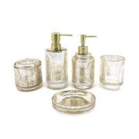 China Vintage Ribbed Glass Bathroom Accessories Mercury Effect Round Shape for sale