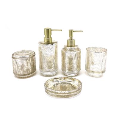 China Vintage Ribbed Glass Bathroom Accessories Mercury Effect Round Shape for sale