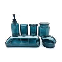China Vintage Glass Bathroom Accessories In teal Color painting Round Shape for sale