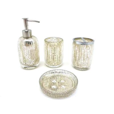 China mercury Vertical Stripe Glass Bath Countertop Set For Luxury Hotel home for sale
