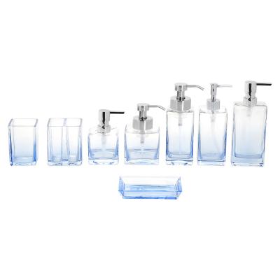 China Square Glass Accessories Set Vintage Style For Home Hotel Ombre Blue for sale