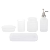 China Glass Hotel Home Bath Countertop Set Sustainable Frosted White Vintage for sale