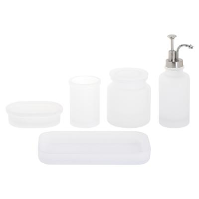 China Glass Hotel Home Bath Countertop Set Sustainable Frosted White Vintage for sale