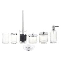 China Classic Style Clear Glass Bath Accessories Set For Home Hotel Bathroom Cleaning for sale