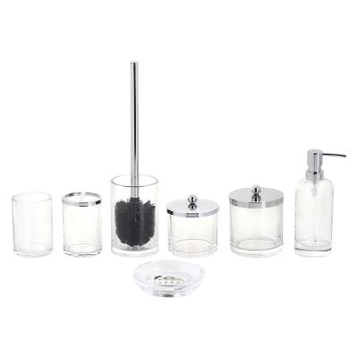 China Classic Style Clear Glass Bath Accessories Set For Home Hotel Bathroom Cleaning for sale