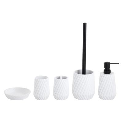 China Swirl Polyresin bathroom Countertop sets White color with black parts for sale