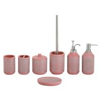 China Sand Stone Polyresin Bathroom Accessories Silver Hand Painted PINK Color for sale