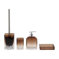 China Ombre Brown Glass Bathroom Accessories Rectangular Hand Soap Dispenser for sale