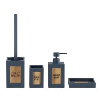 China Square Polyresin Bathroom Accessories Set With Laser Bamboo Letter for sale