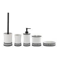 China S Waist Shape Polyresin Bathroom Set With White Band White Soap Dish 14 X 10.1 X 3.1 H Cm for sale