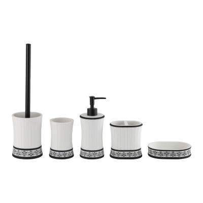 China S Waist Shape Polyresin Bathroom Set With White Band White Soap Dish 14 X 10.1 X 3.1 H Cm for sale
