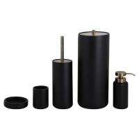 China Mat Black color round Polyresin Bathroom Accessories with black ABS parts for sale