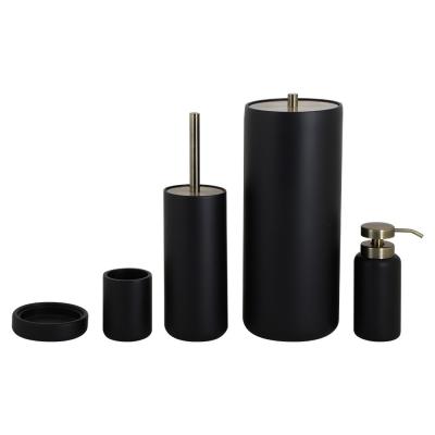China Mat Black color round Polyresin Bathroom Accessories with black ABS parts for sale