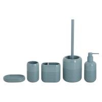 China Aqua Plain Polyresin Bathroom Accessories Bathroom Countertop Accessories Set With Circle Line ODM for sale
