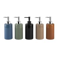 China Round Ceramic Body Lotion Dispenser With Light Top Band And Mat Body Black Soap And Lotion Dispenser 1pcs for sale