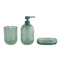 China Cleaning Use Glass Bathroom Accessories Set Circle Round Toothbrush Cup Green Color for sale
