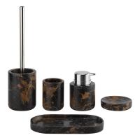China Athens Gold Flower Marble Bathroom Accessories Sets With Chrome Parts for sale