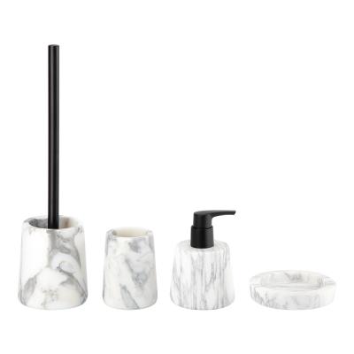 China Great Flower White Marble Bathroom Accessories Sets With Black Parts for sale