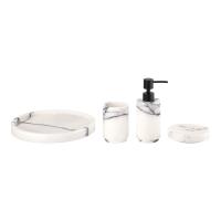 China 4pcs Marble Bathroom Accessories Set With White Round Shape for sale