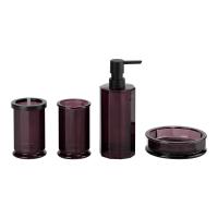 China Glass Bathroom Accessories Set Purple Color Round Shape Soap Dispenser For Home Decor for sale