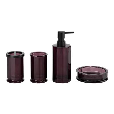 China Glass Bathroom Accessories Set Purple Color Round Shape Soap Dispenser For Home Decor for sale