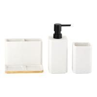 China Sand Stone Base White Polyresin Bathroom Caddy with Certification BSCI Soap Dispenser for sale