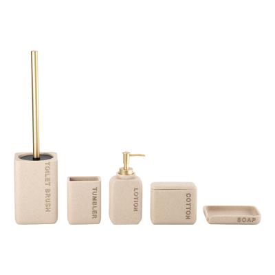 China Sand Stone Bathroom Cleaning Product For Household Square Shape Sand Black White Luxury Liquid Soap Dispenser for sale