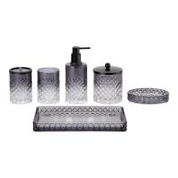 China Ombre Black Glass Bathroom Accessories Set with Round Shape and Diamond Pattern for sale