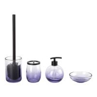 China Glass Bathroom Accessories Set Ombre Blue With Round And Ball Shape Glass Soap Dispenser for sale