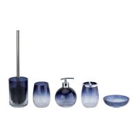 China Round Shape Glass Bathroom Accessories Set with Ombre Blue Color and Unique Bubble Effect for sale