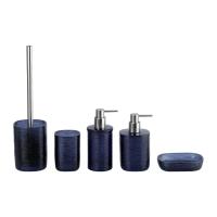 China Blue Glass Bathroom Accessories Set with Round Shape and Characteriastic Crazy Circle Design for sale